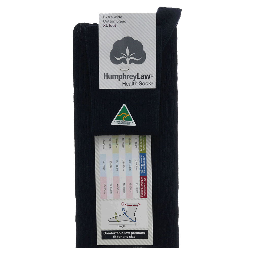 85% Mercerised Cotton Health Sock - Extra Wide (57X) - Diabetes Essentials